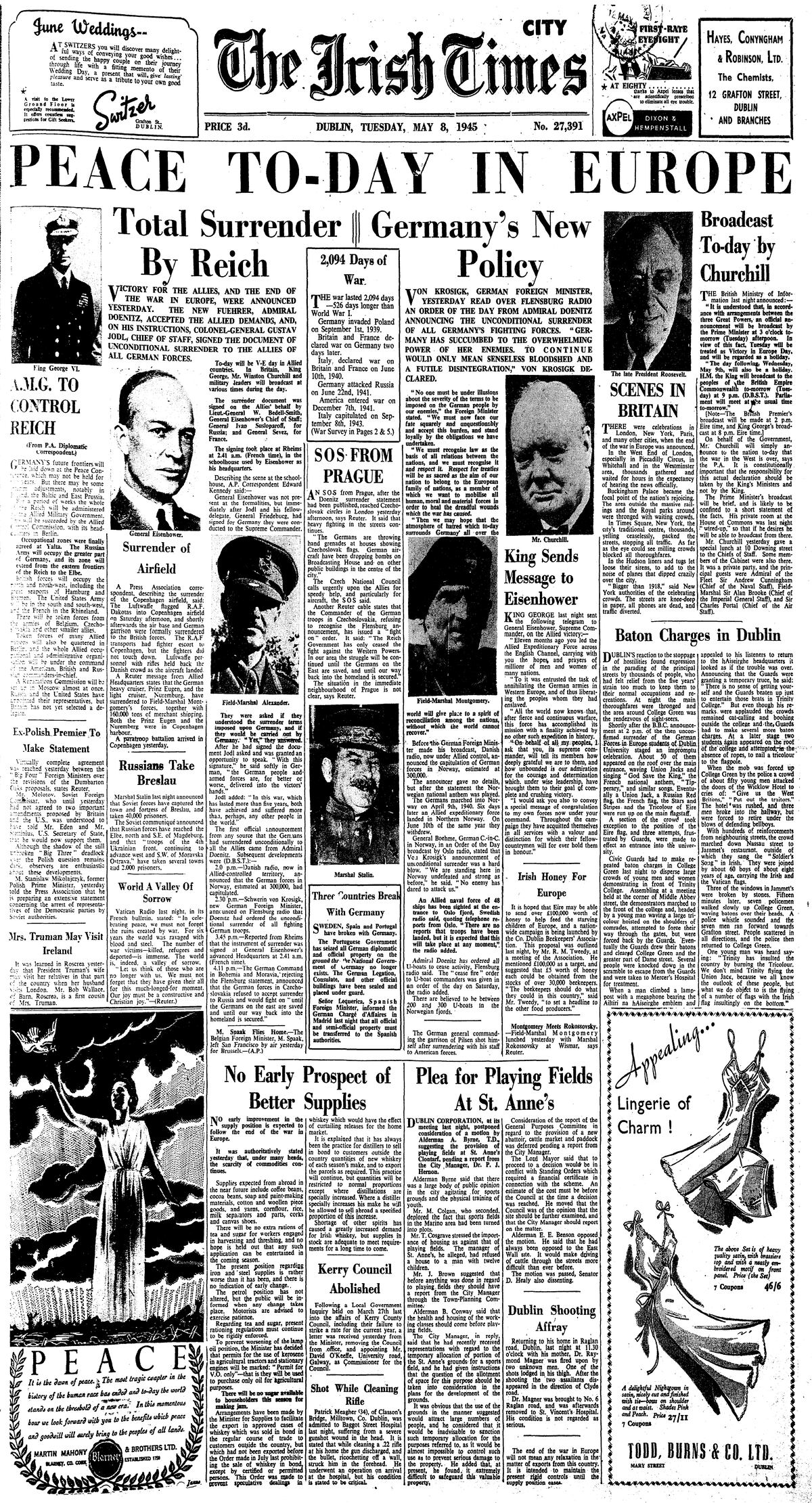 VE Day 80: The story of The Irish Times’ most famous front page – The ...