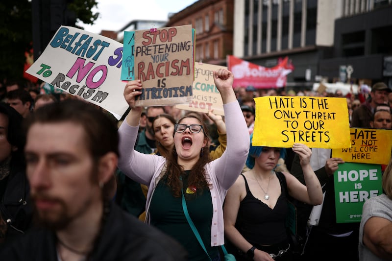 Thousands of people attend anti-racism demonstration in Belfast – The ...