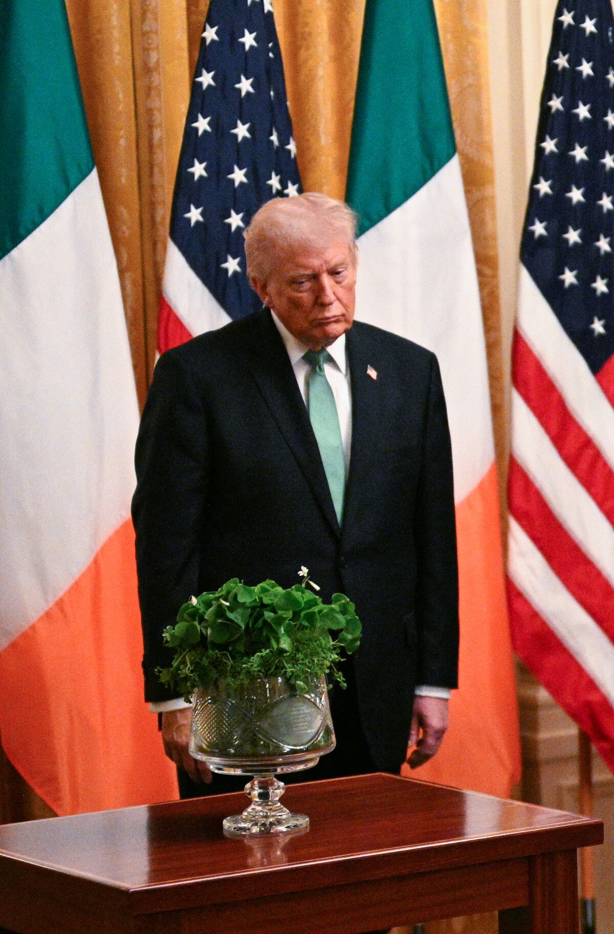 Micheál Martin argues against Donald Trump’s tariffs at shamrock ...