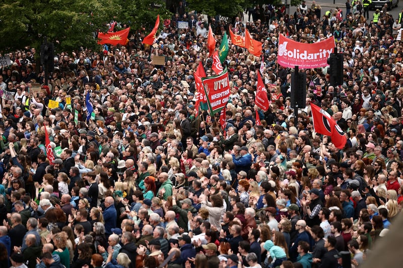 Thousands of people attend anti-racism demonstration in Belfast – The ...